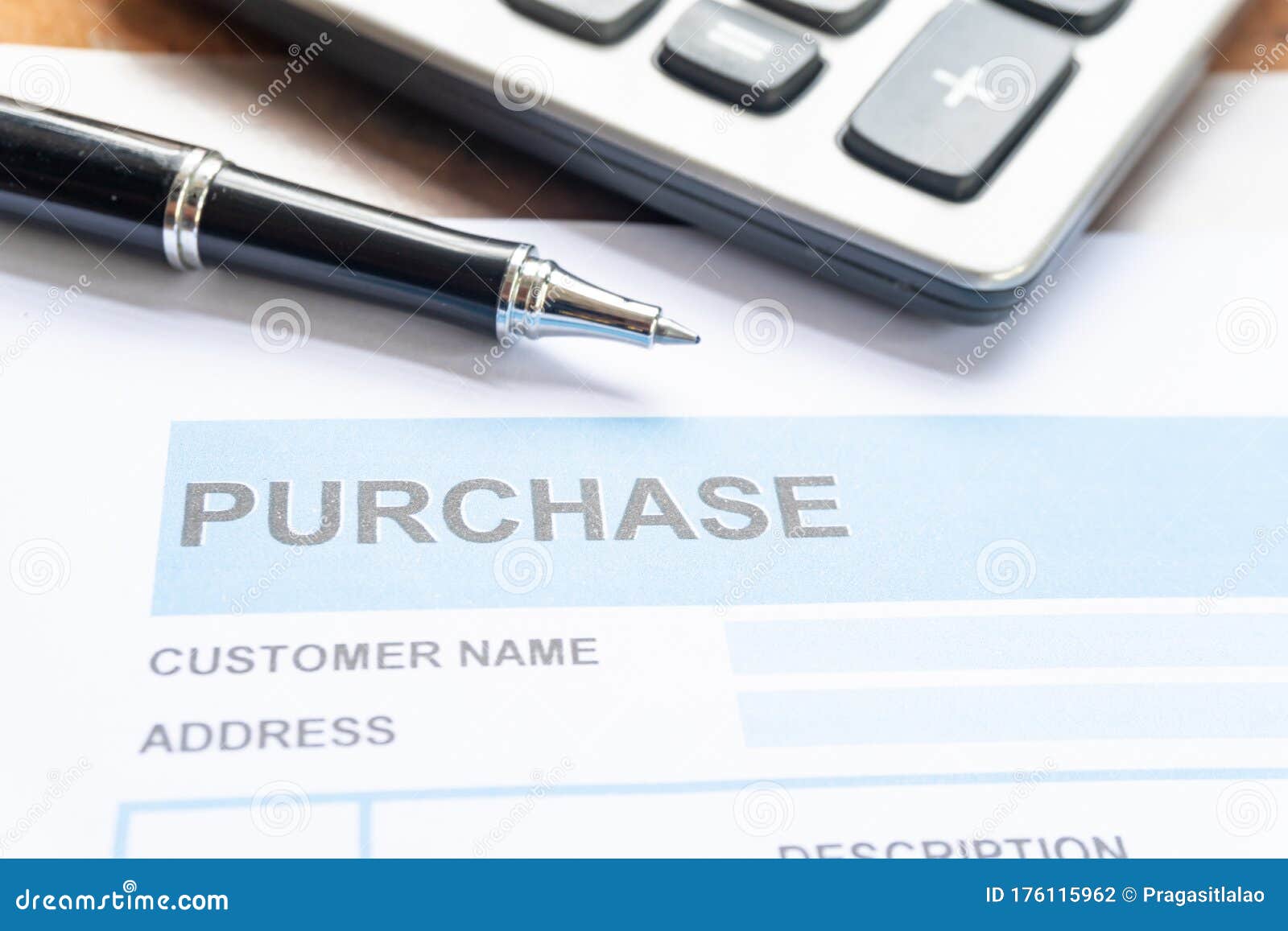 Purchase Order Business Document Financial with Pen Stock Photo - Image ...