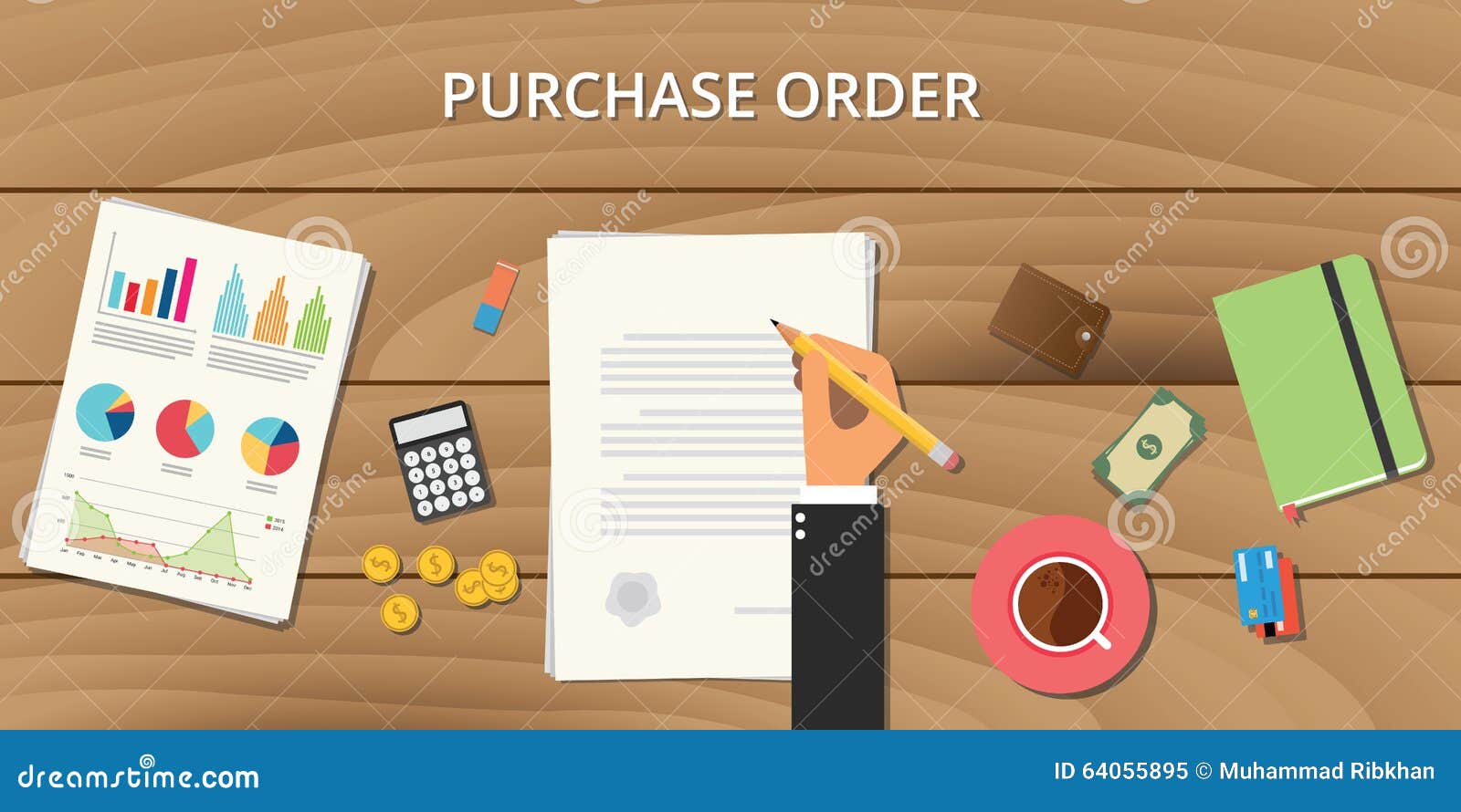 Purchase Order Document Procurement Concept Graph Money Wallet Credit ...