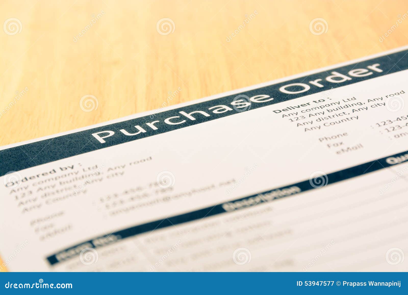 Purchase Order Form Document Royalty-Free Stock Photography ...