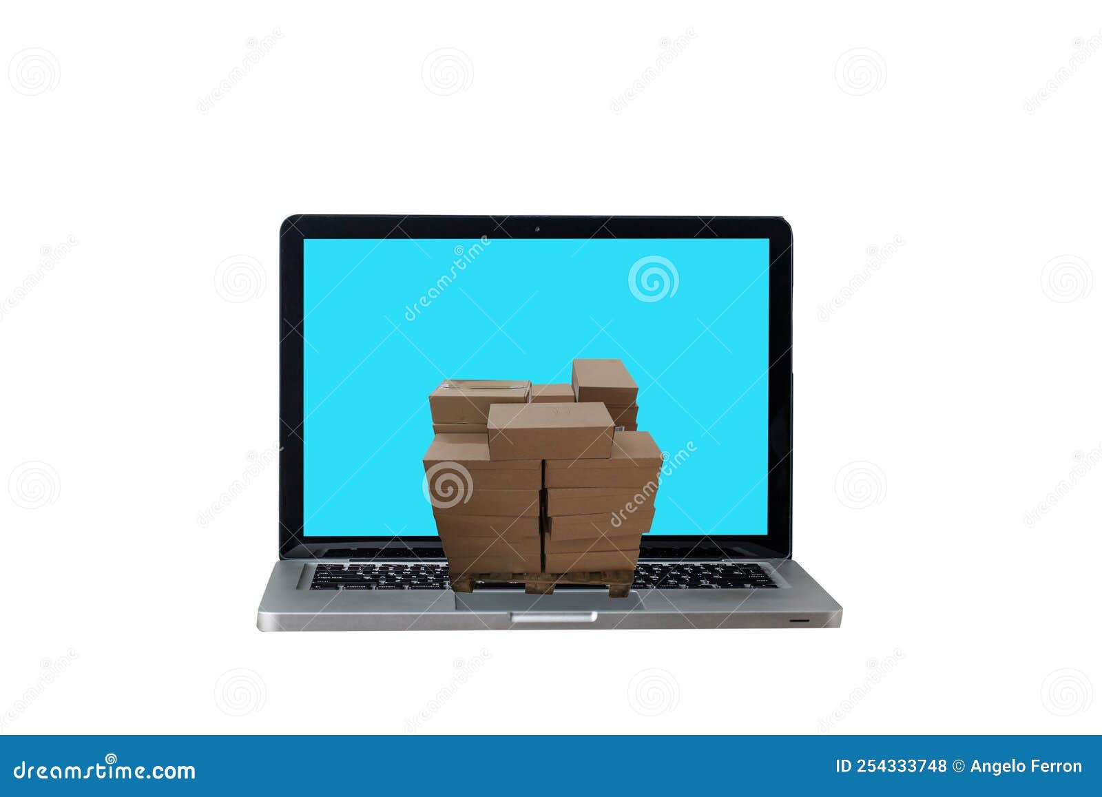 Purchase and Ordering by Computer Pallet of Goods- Stock Photo - Image ...