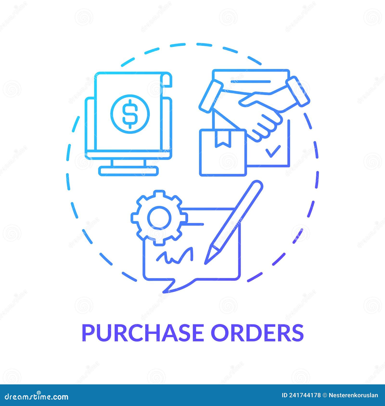 Purchase Orders Blue Gradient Concept Icon Stock Vector - Illustration ...