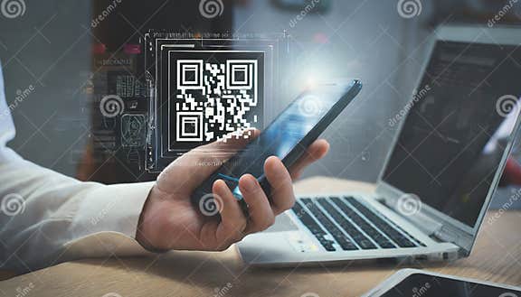 Purchase Payment Via Qr Code Stock Illustration - Illustration of ...