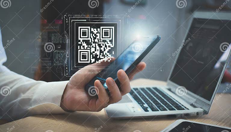 Purchase Payment Via Qr Code Stock Illustration - Illustration of ...