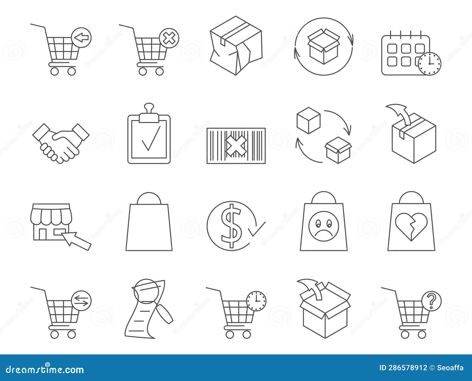 Purchase Returns Icons Set. Return Policy, Refund Process. Editable ...