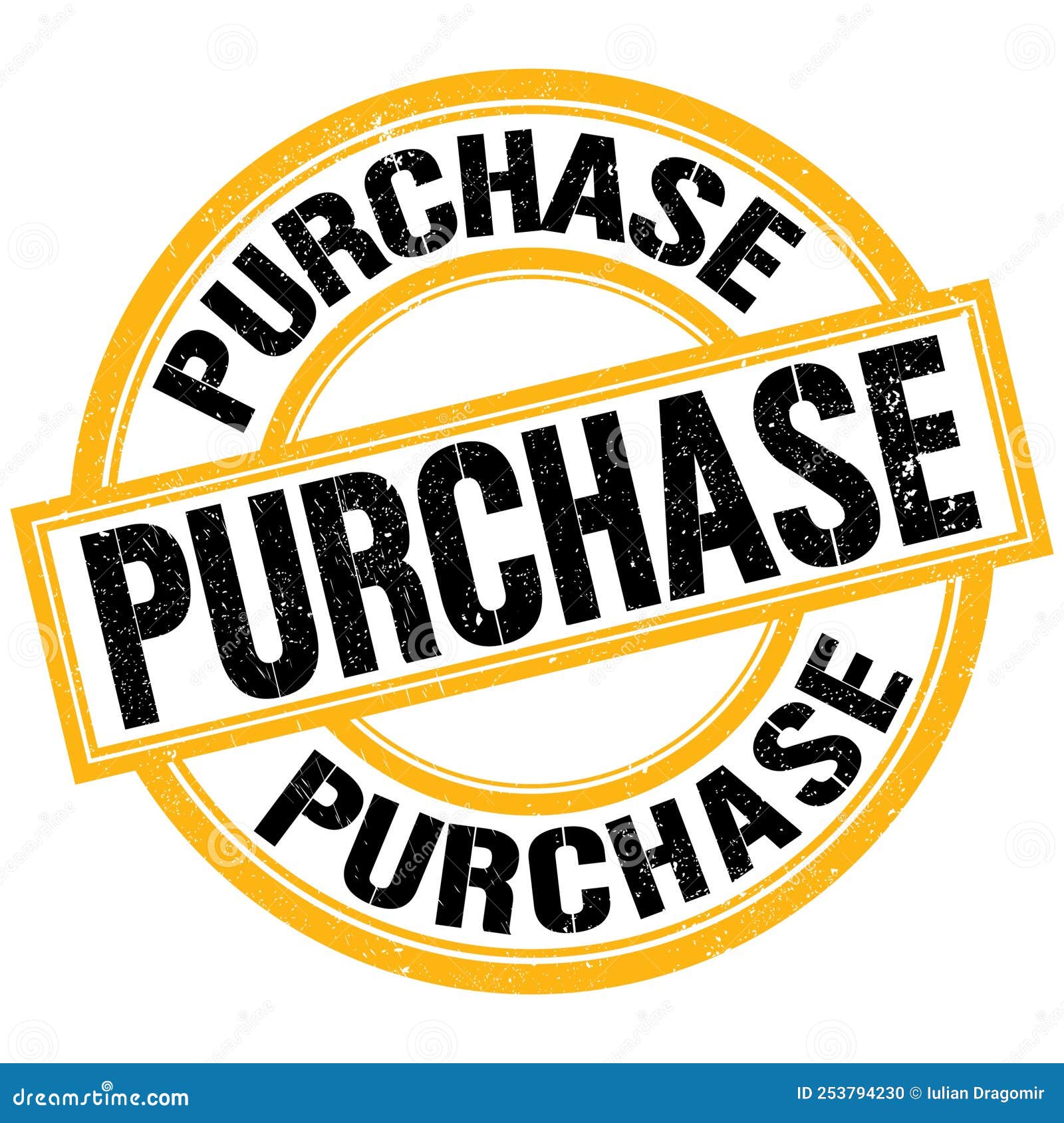 PURCHASE Text on Yellow-black Round Stamp Sign Stock Illustration ...