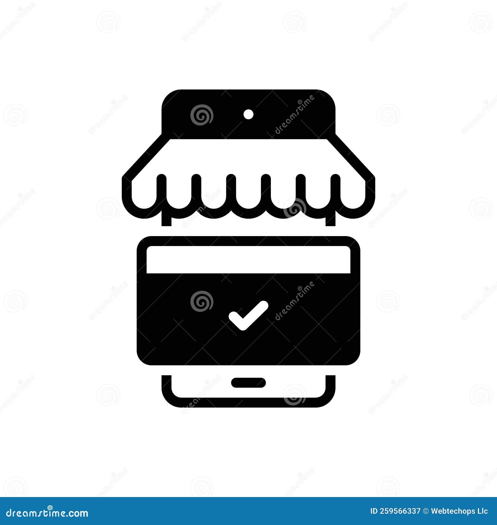 Black Solid Icon for Purchased, Online and Store Stock Illustration ...