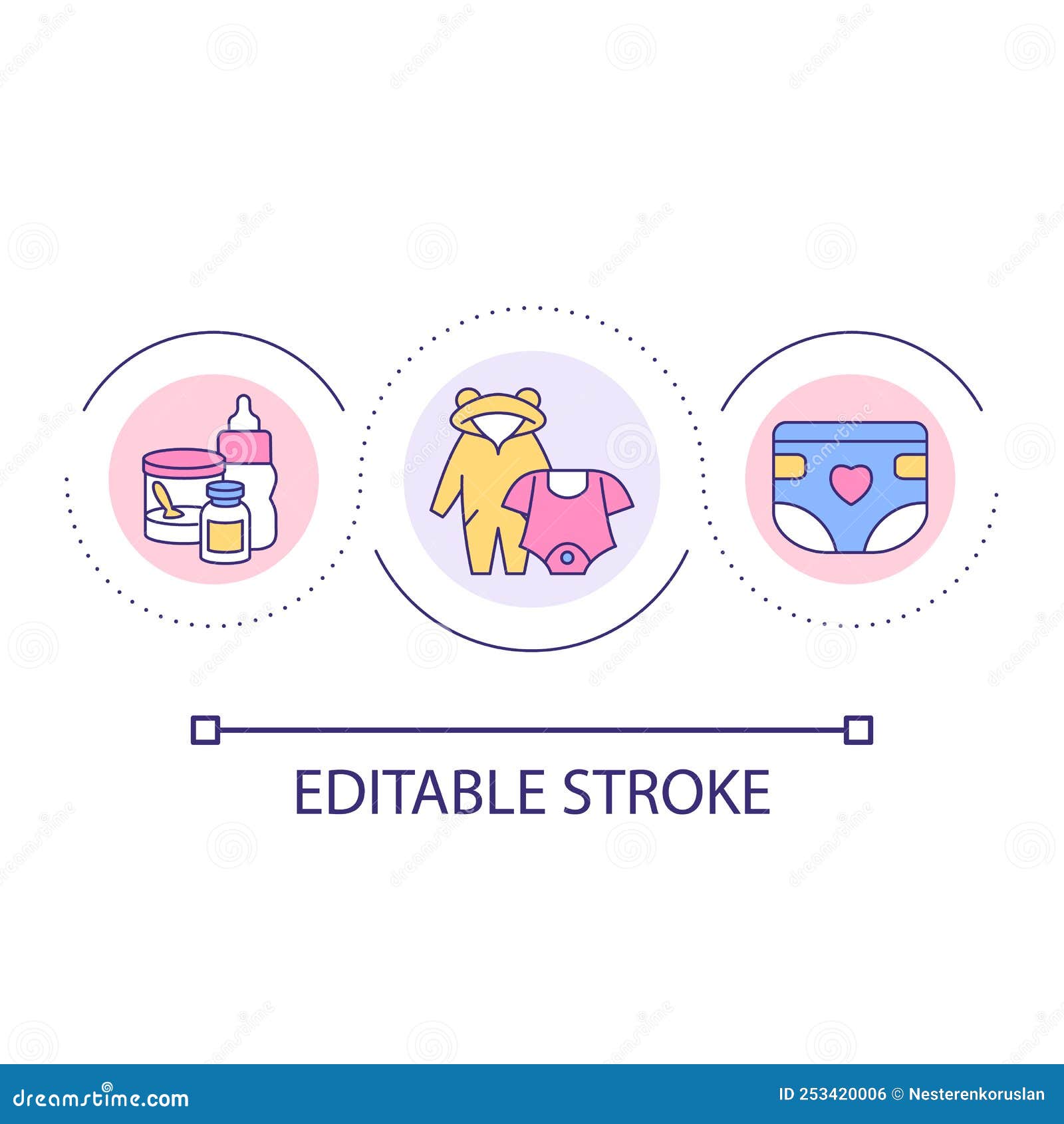 Purchasing Baby Essentials Loop Concept Icon Stock Vector ...