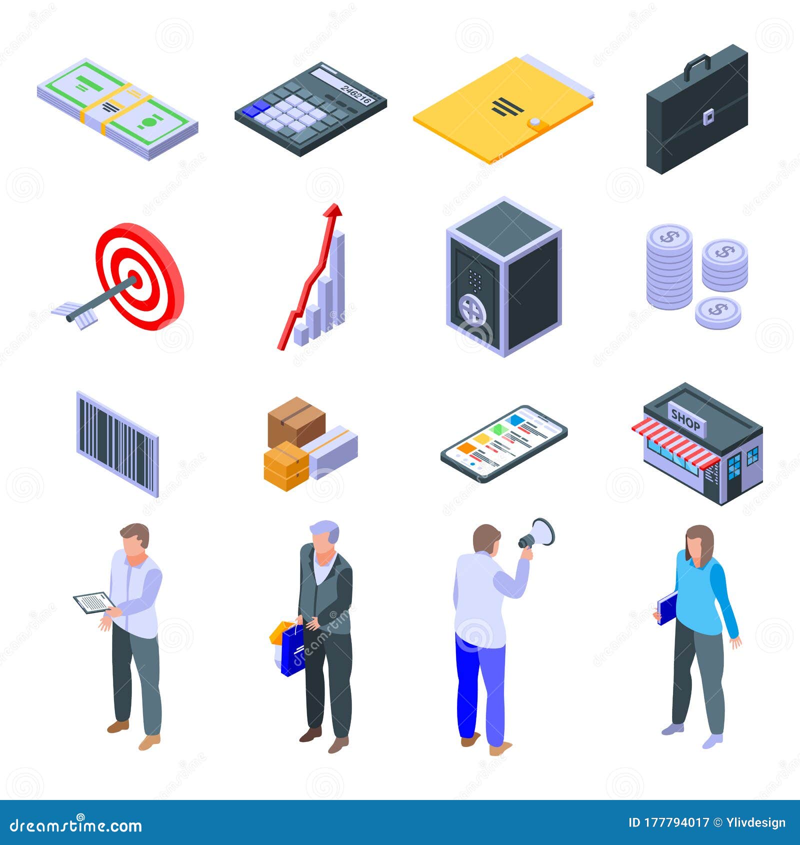 Purchasing Manager Icons Set, Isometric Style Stock Vector ...