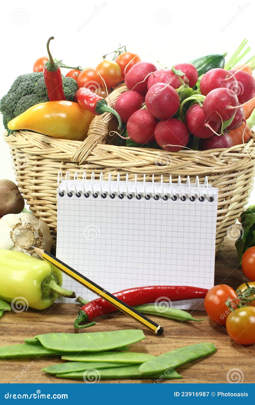 Purchasing Paper with a Basket Fresh Vegetables Stock Image - Image of ...