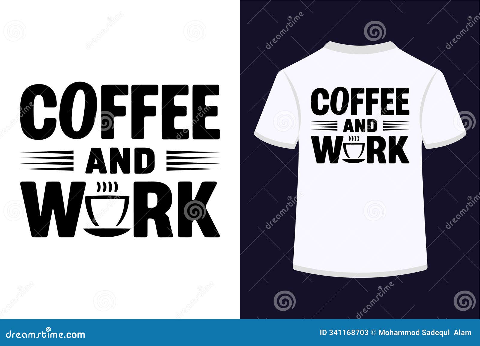 Coffee and Work Vector T-shirt Design Stock Illustration - Illustration ...