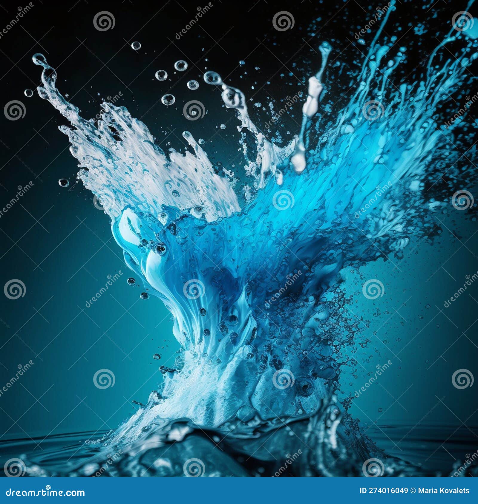 Pure Blue Water Splash. Digital Generated Realistic Illustration Stock ...