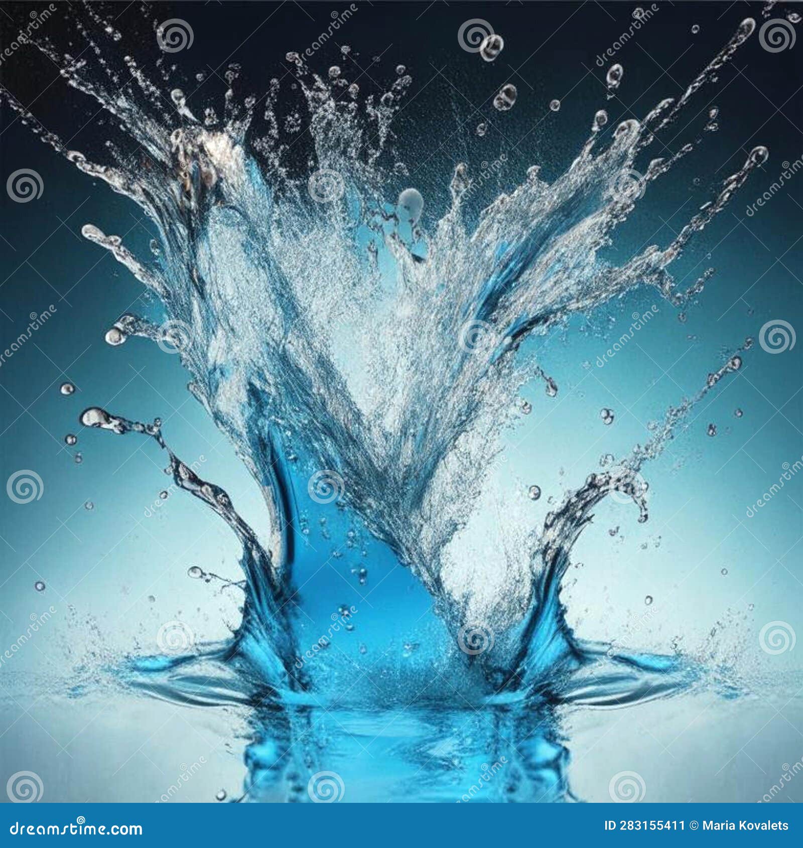 Pure Blue Water Splash. Digital Generated Realistic Illustration Stock ...