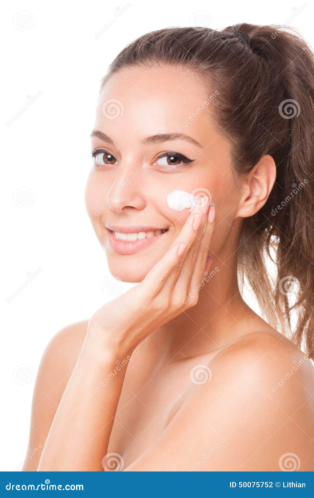Pure clean beauty. stock photo. Image of applying, face - 50075752