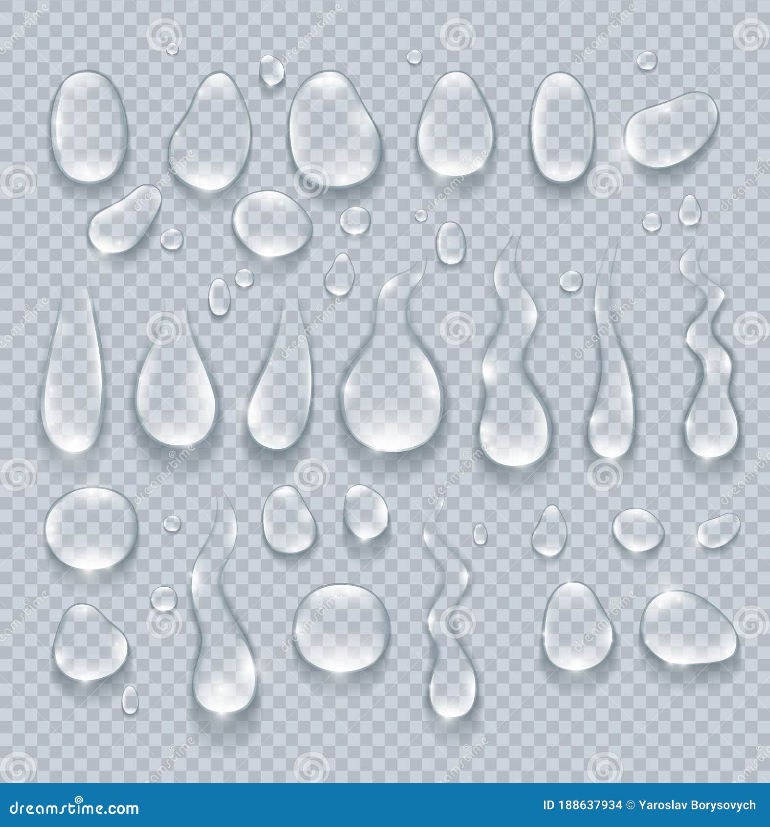 Pure Clear Water Drops Realistic Isolated Set. Vector Stock Vector ...