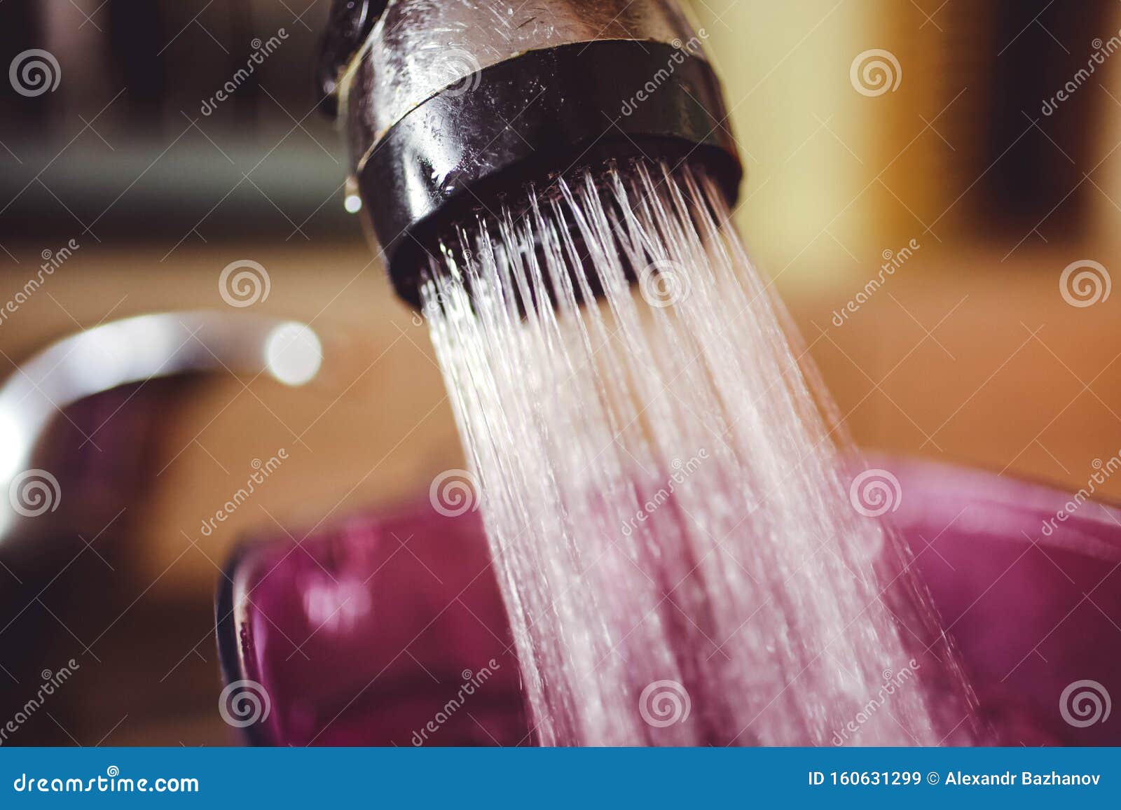 Water flows from tap stock image. Image of flow, flowing - 160631299