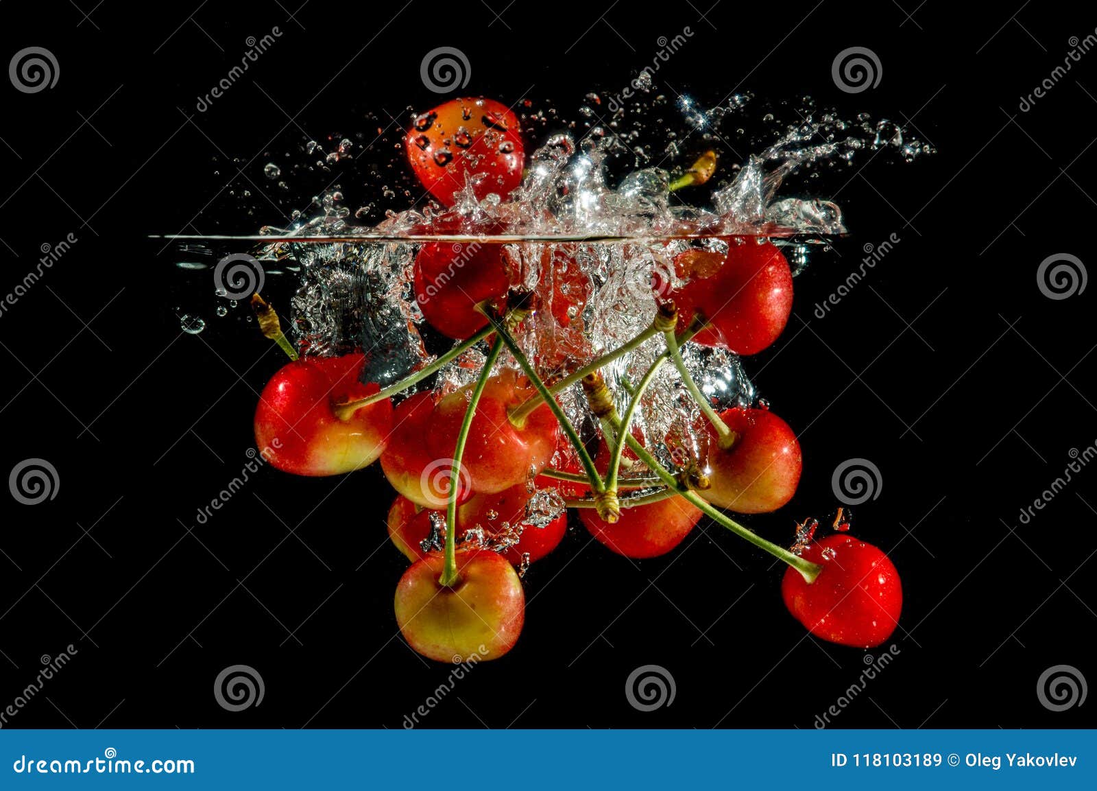 Pure Falling Cherries into Water Stock Image - Image of freshness ...