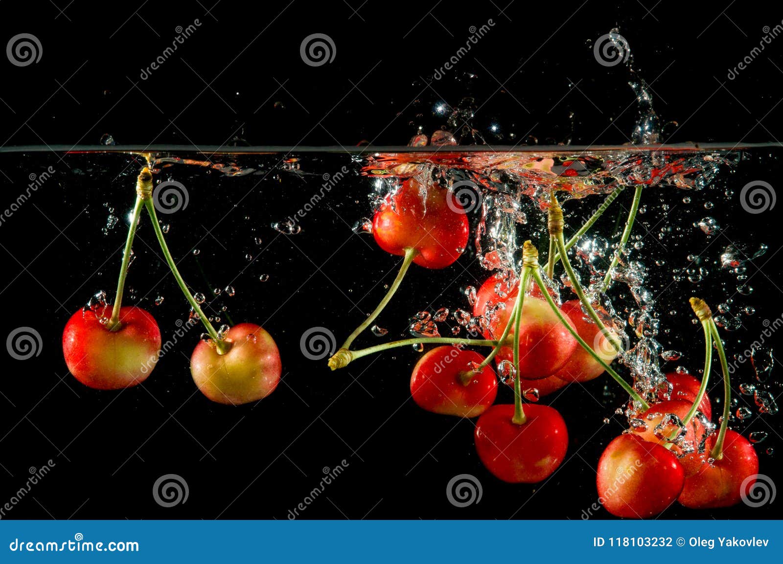 Pure Falling Cherries into Water Stock Photo - Image of water, natural ...