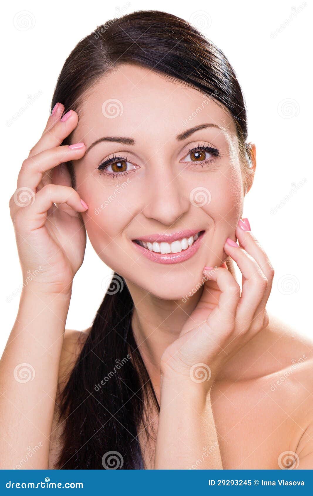 Pure Female Young Beauty on White Background Stock Image - Image of ...