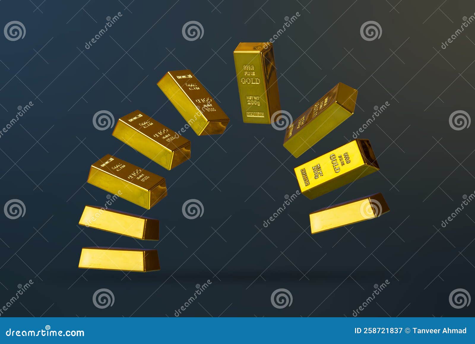 Pure Gold Bars Ingots Creating Circle Shape on Solid Finance Banner ...
