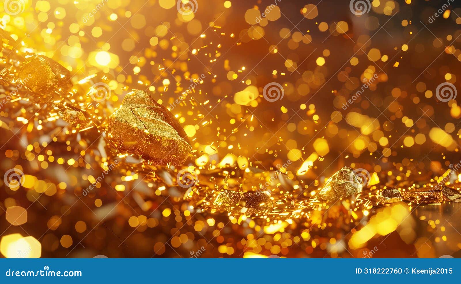 Pure Gold on Reflection Background. Group of Precious Golden Stones ...