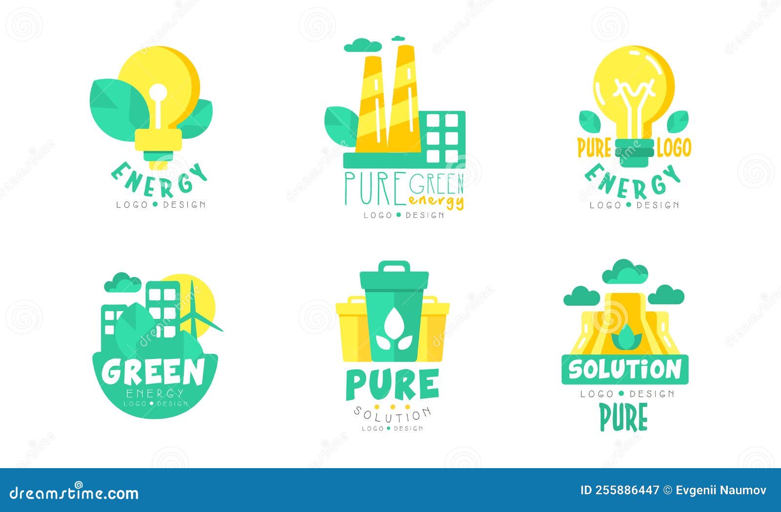 Pure Green Energy Logo Design Template Collection and Renewable ...