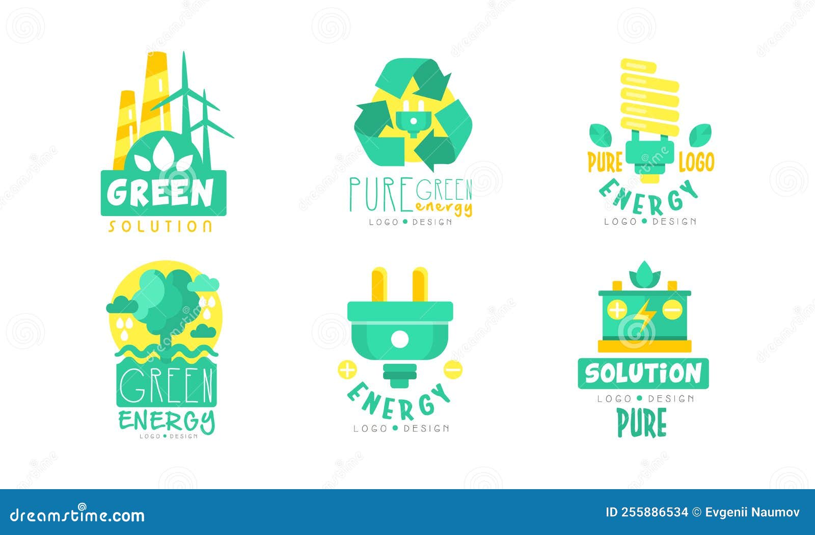 Pure Green Energy Logo Design Template Collection and Renewable ...