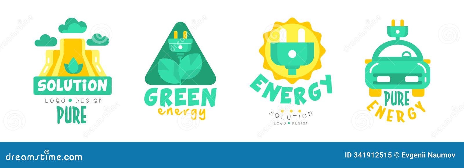 Pure Green Energy Logo Design Template Collection Vector Set Stock ...