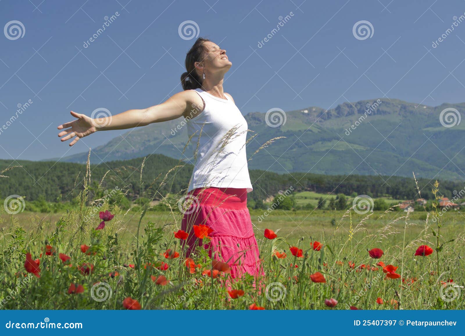Pure happiness stock image. Image of field, grass, expression - 25407397