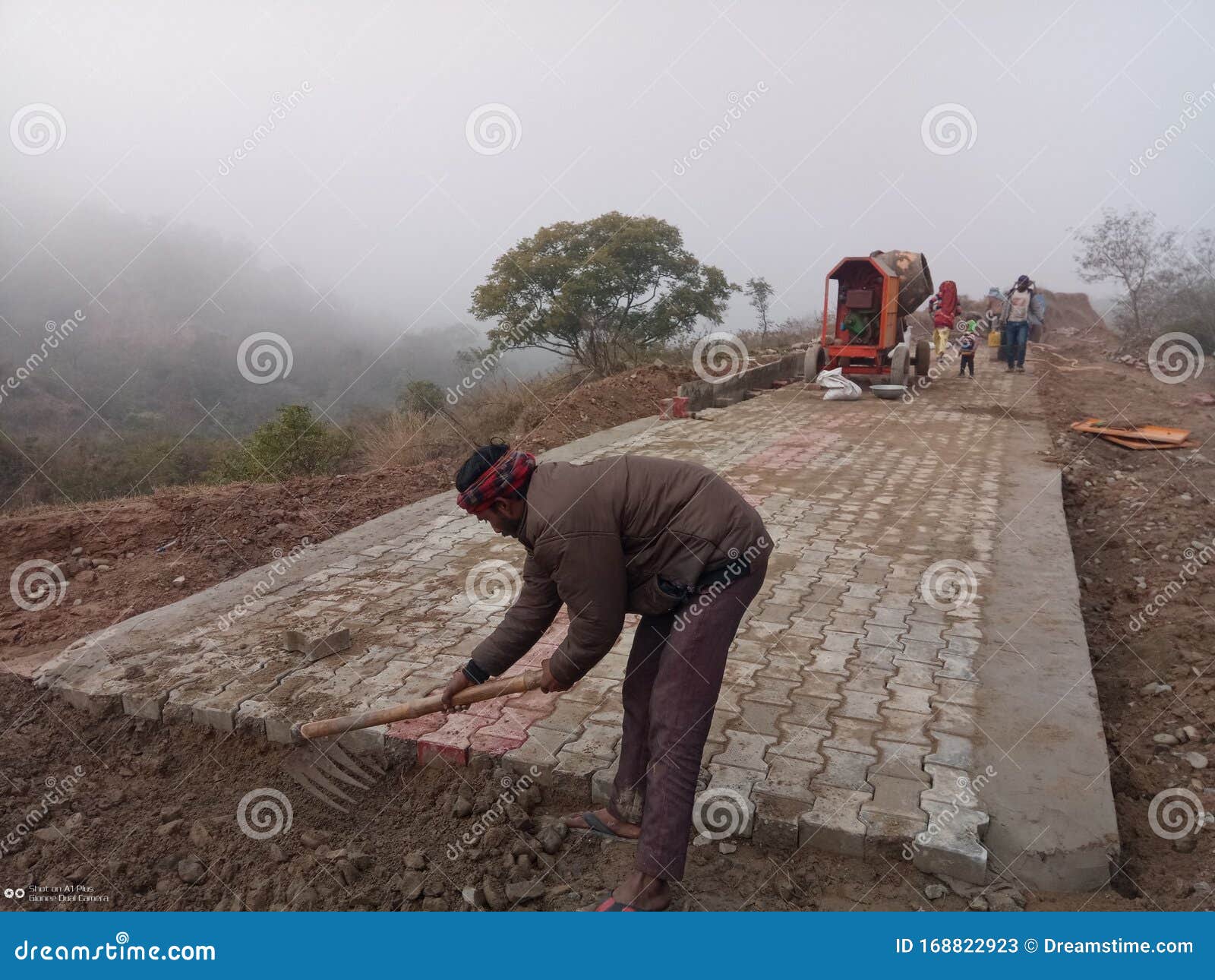 Worker during Road Construction Work Editorial Stock Photo - Image of ...