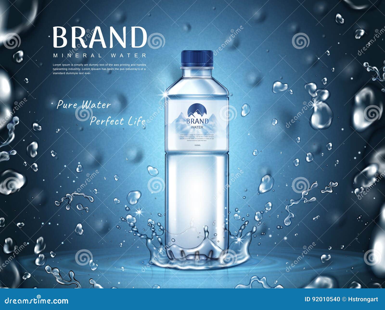 Pure mineral water ad stock vector. Illustration of container - 92010540