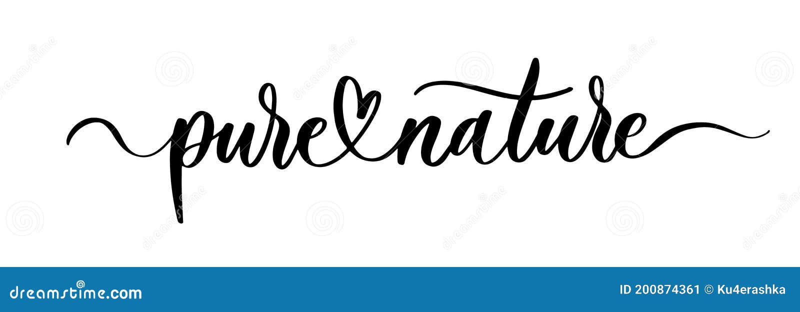 Pure Nature Hand Lettering Eco Label Sticker. Stock Vector ...