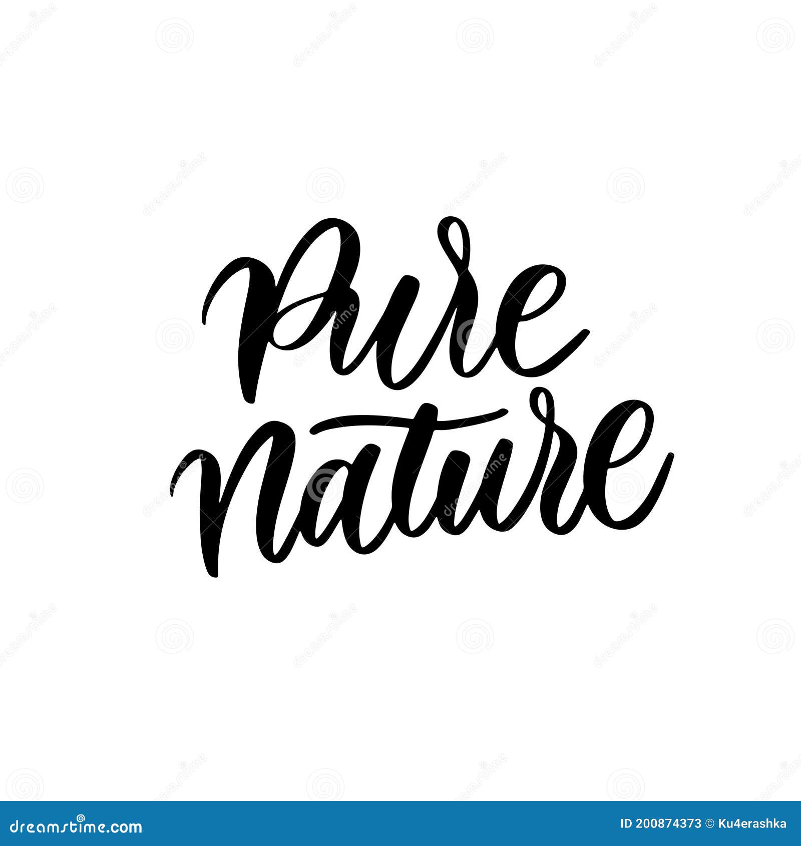 Pure Nature Hand Lettering Eco Label Sticker. Stock Vector ...