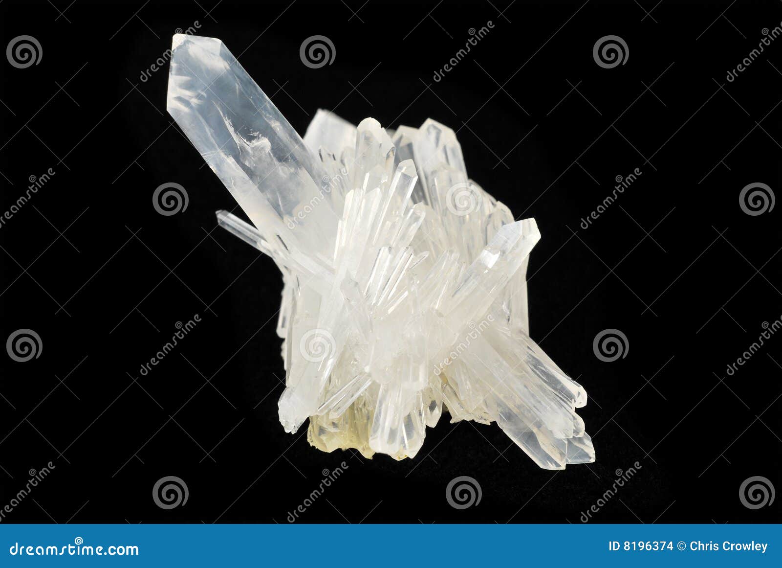 Pure Quartz Crystal on Black Stock Photo - Image of crystal, pure: 8196374