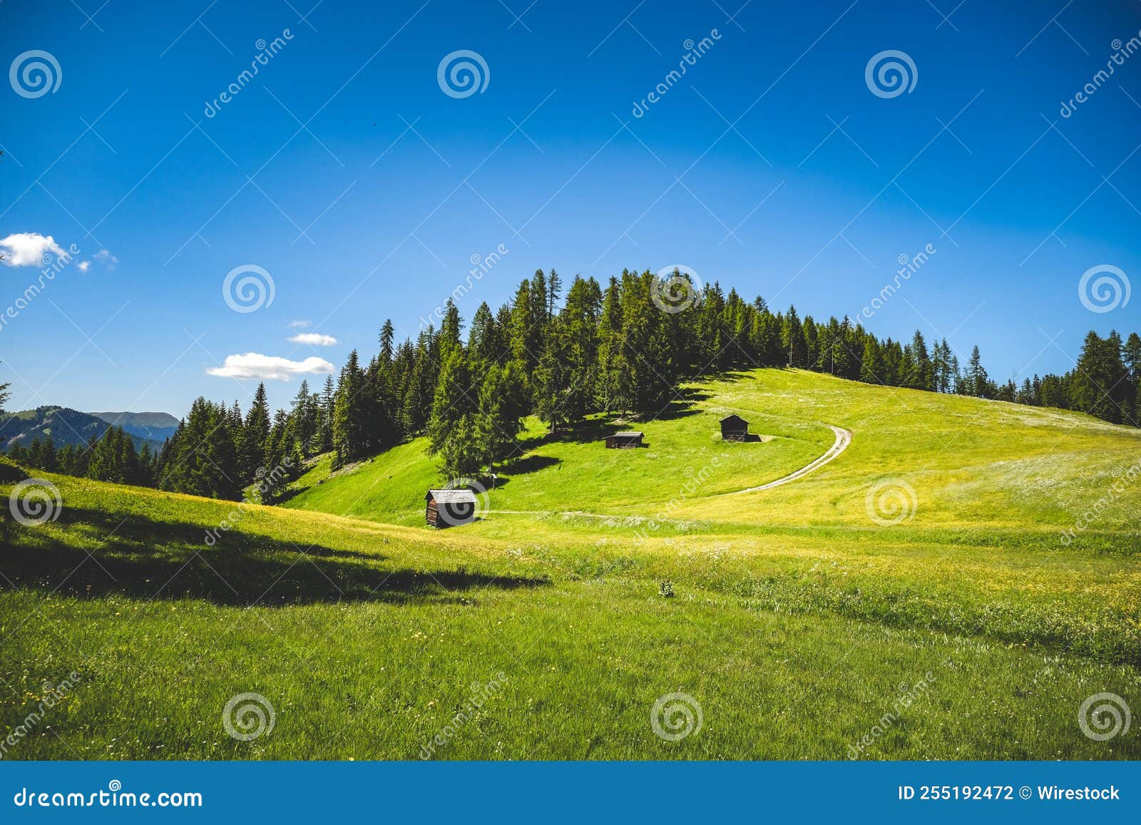 Pure Scenery of the Meadows and Huts on the Hill Stock Photo - Image of ...