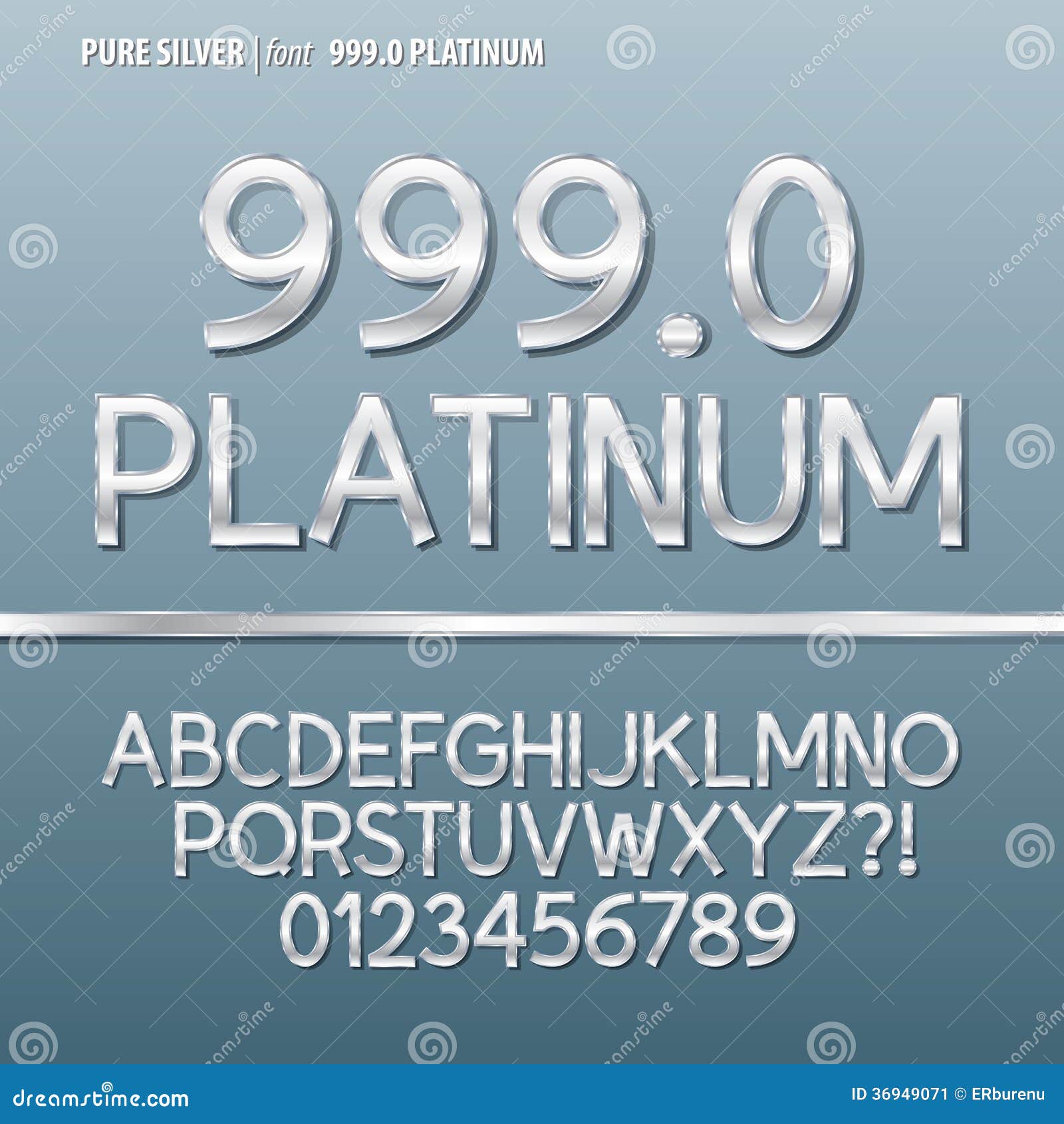 Pure Silver Alphabet and Digit Vector Stock Vector - Illustration of ...