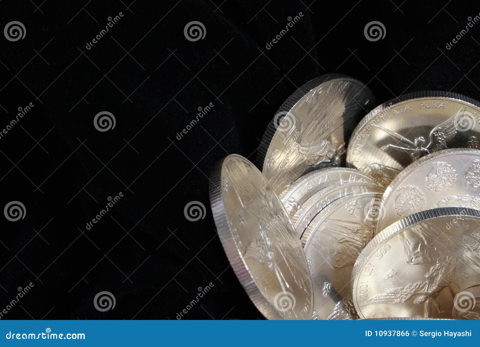 Pure Silver Coins Background Stock Photo - Image of investments, mexico ...