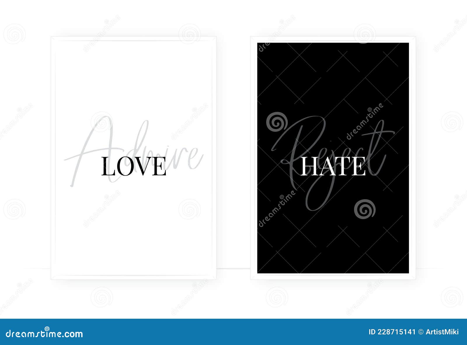 Love Hate, Contrast Poster Design Stock Vector - Illustration of ...