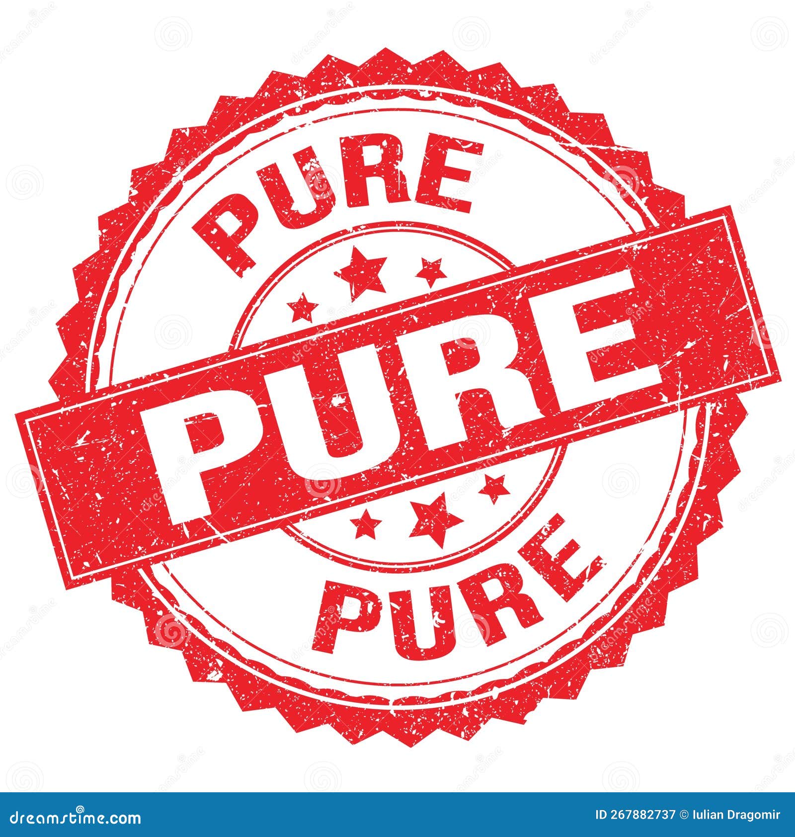 PURE Text on Red Round Stamp Sign Stock Illustration - Illustration of ...