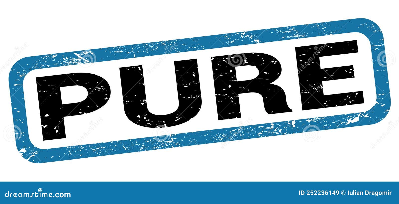 PURE Text Written on Blue-black Rectangle Stamp Stock Illustration ...