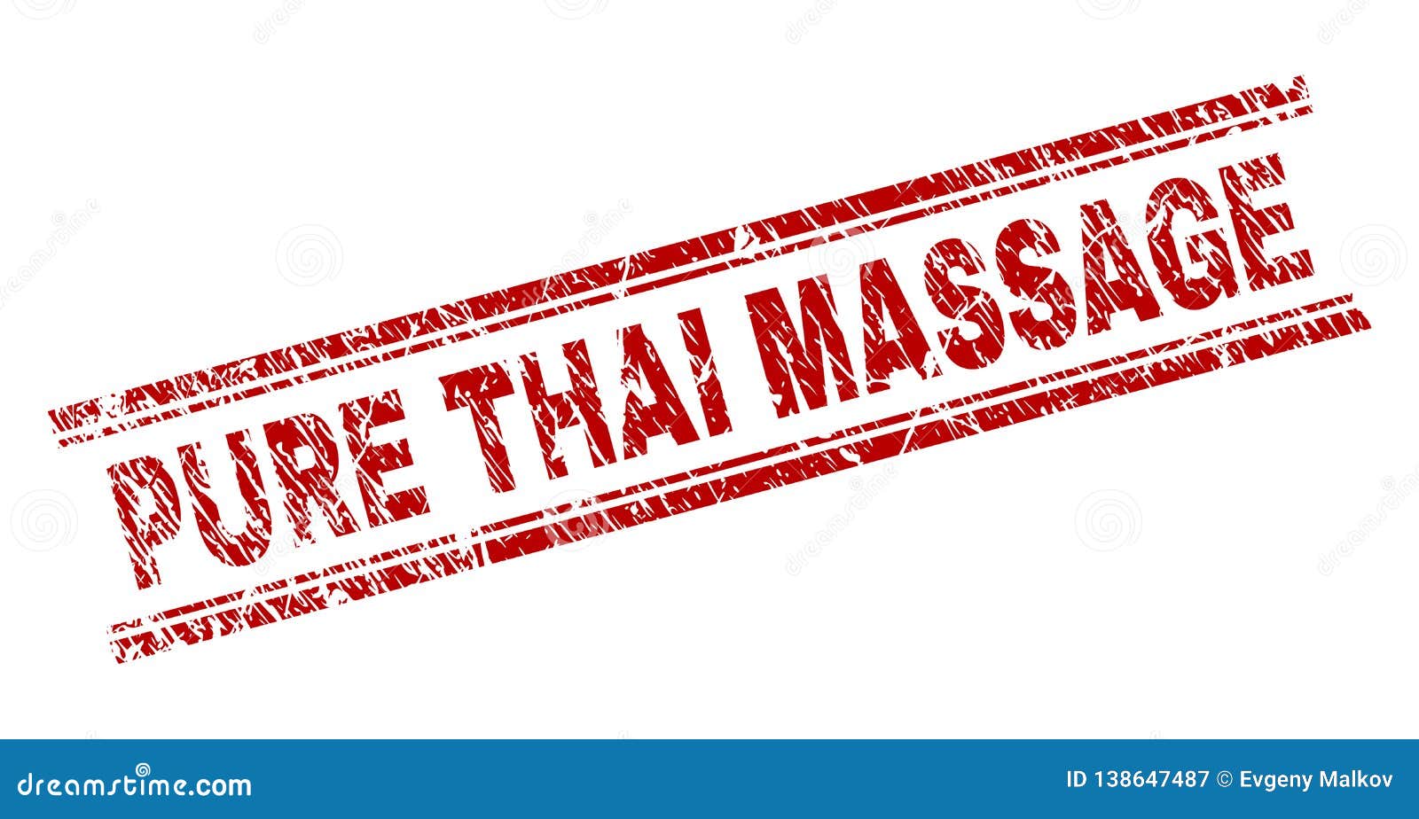 Scratched Textured Pure Thai Massage Stamp Seal Stock Vector