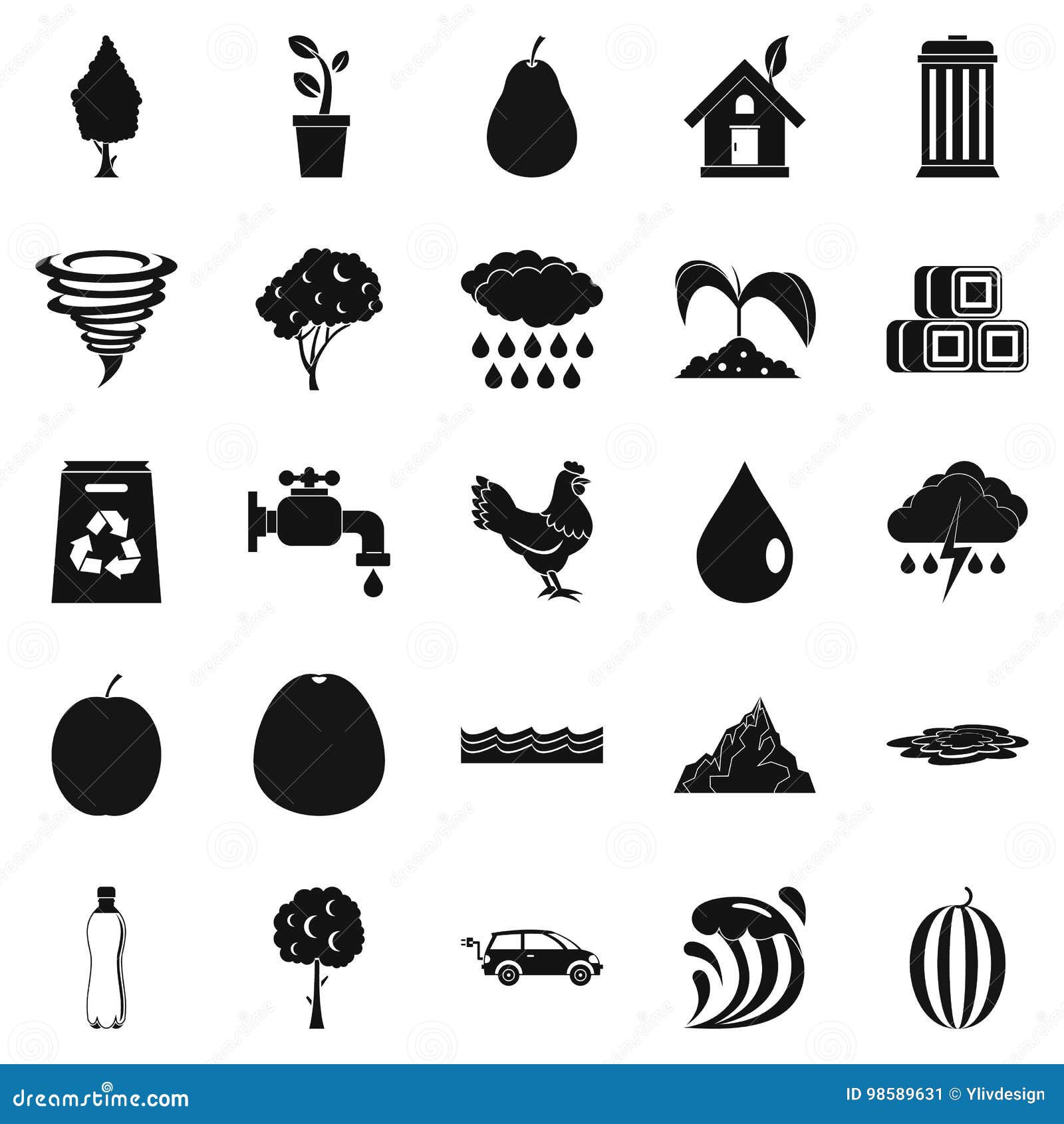 Pure Water Icons Set, Simple Style Stock Vector - Illustration of cream ...