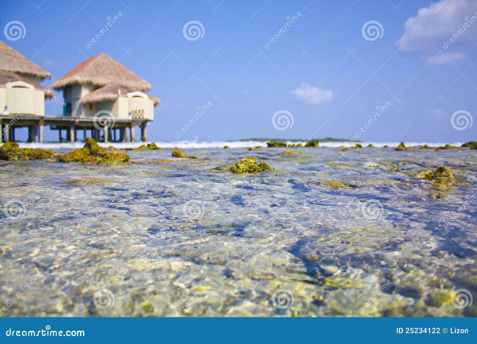Pure Water of Ocean and Blue Sky Stock Photo - Image of scene ...