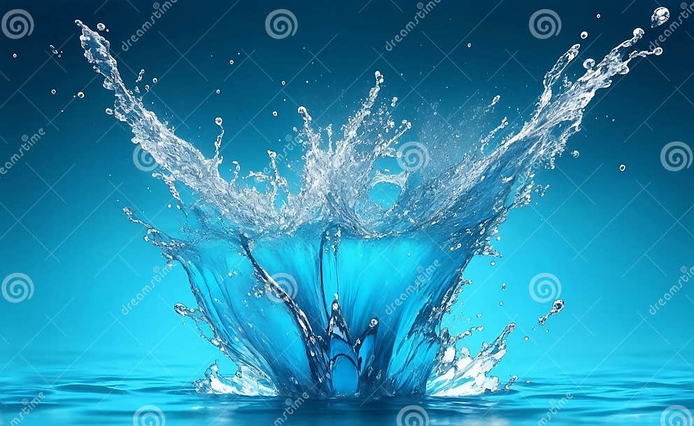 Pure Water Splashing on Blue Background Stock Illustration ...