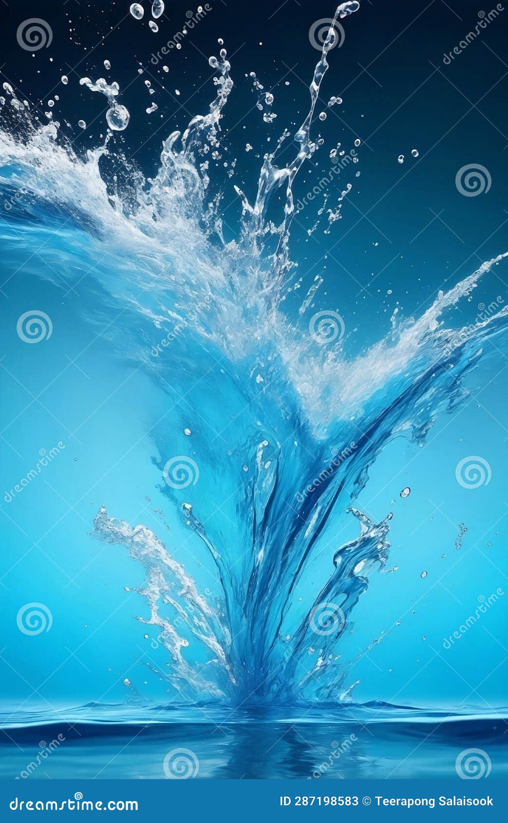 Pure Water Splashing on Blue Background Stock Illustration ...