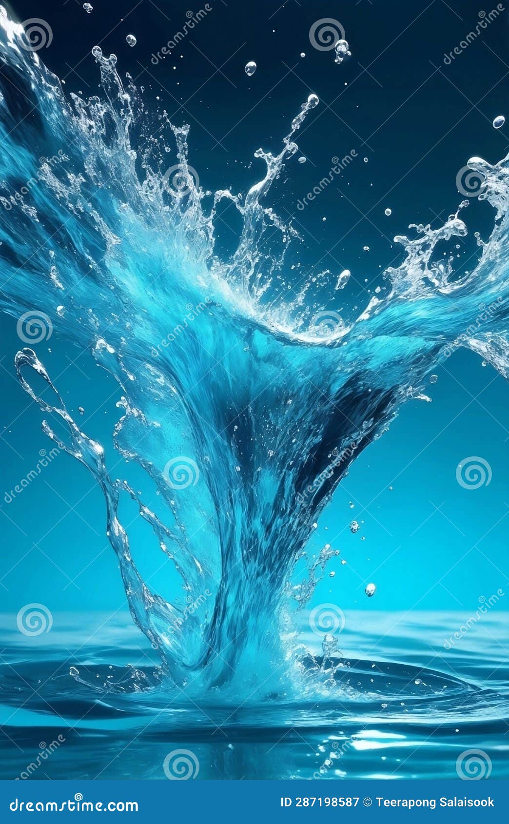 Pure Water Splashing on Blue Background Stock Illustration ...