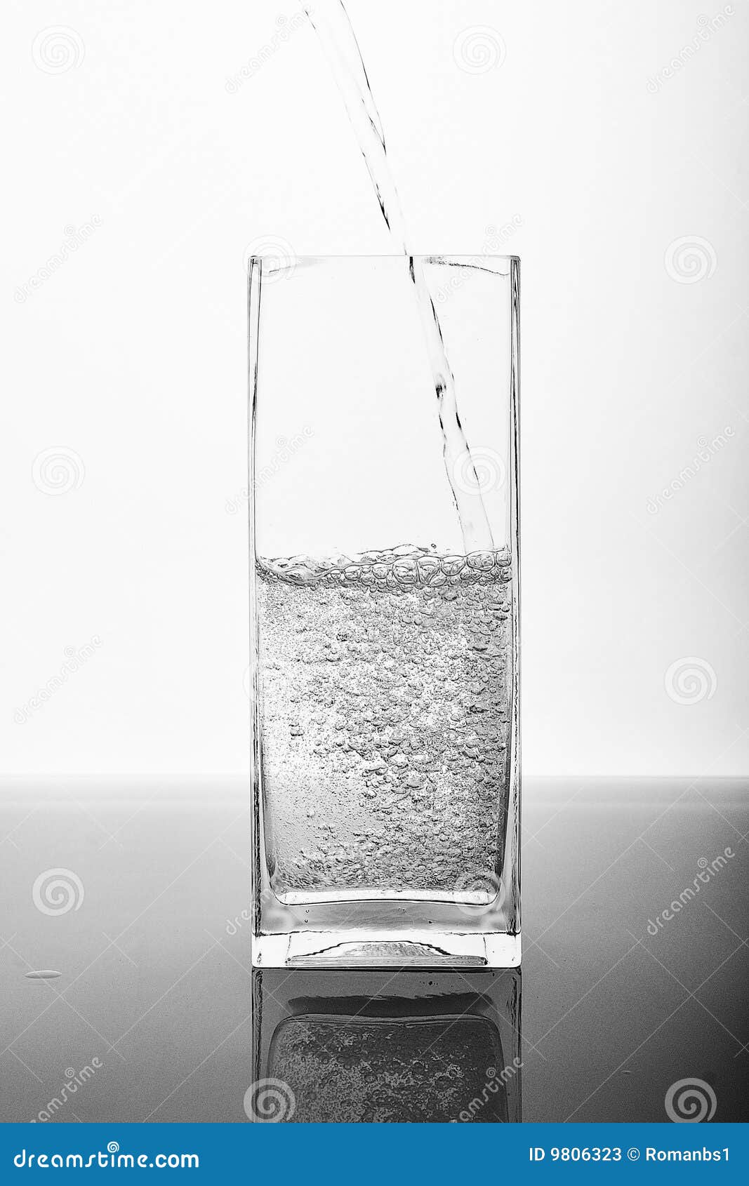Pure water in square glass stock image. Image of flowing - 9806323