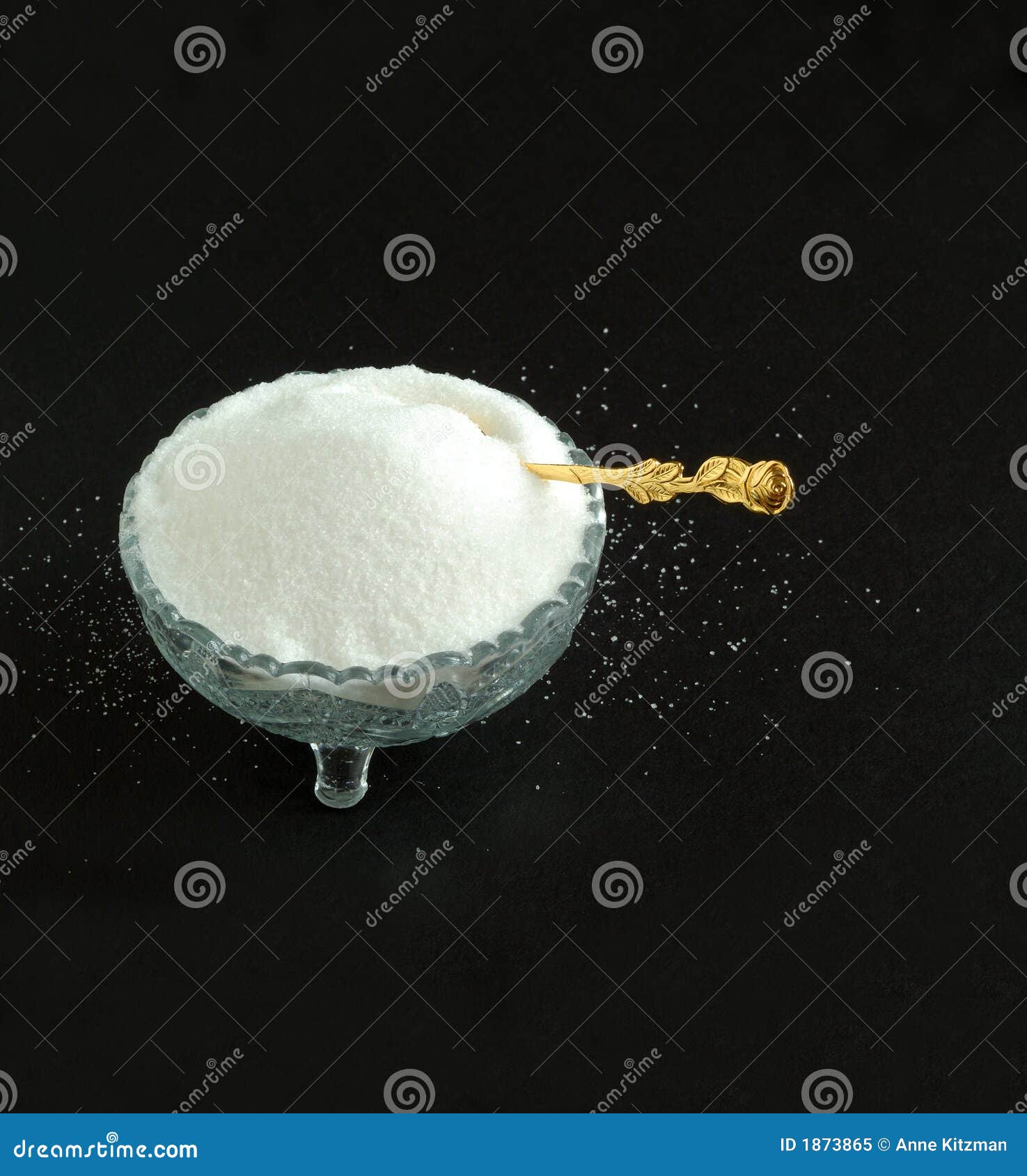 Pure White Granulated Sugar on a Black Background Stock Image - Image ...