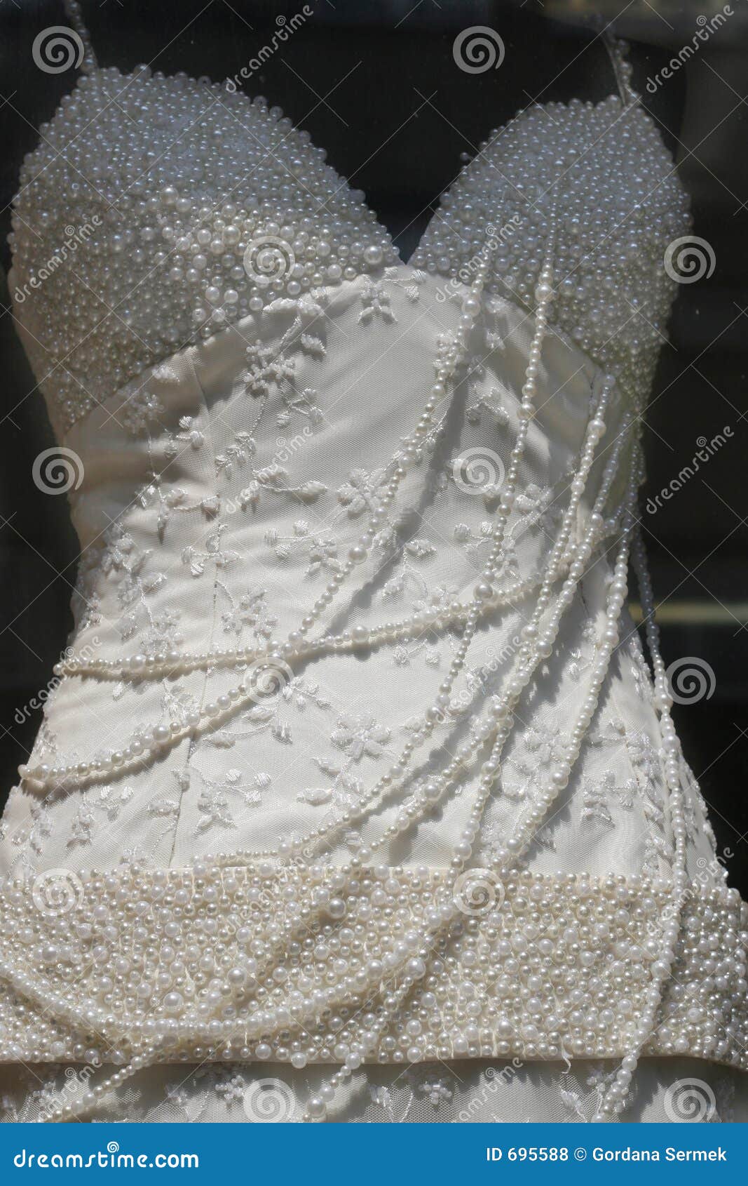 Pure White Wedding Gown with Pearls Stock Photo - Image of wedding ...