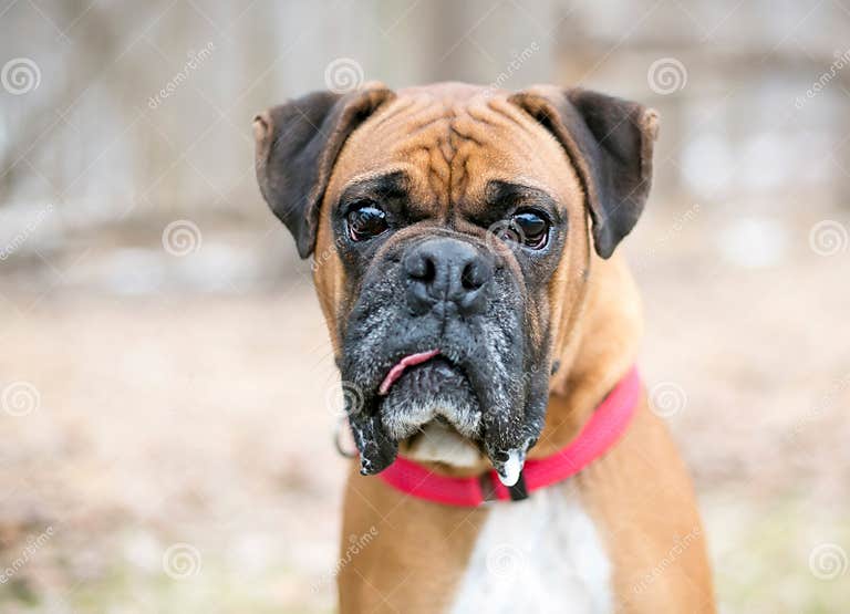 A Purebred Boxer Dog with a Funny Expression Stock Image - Image of ...