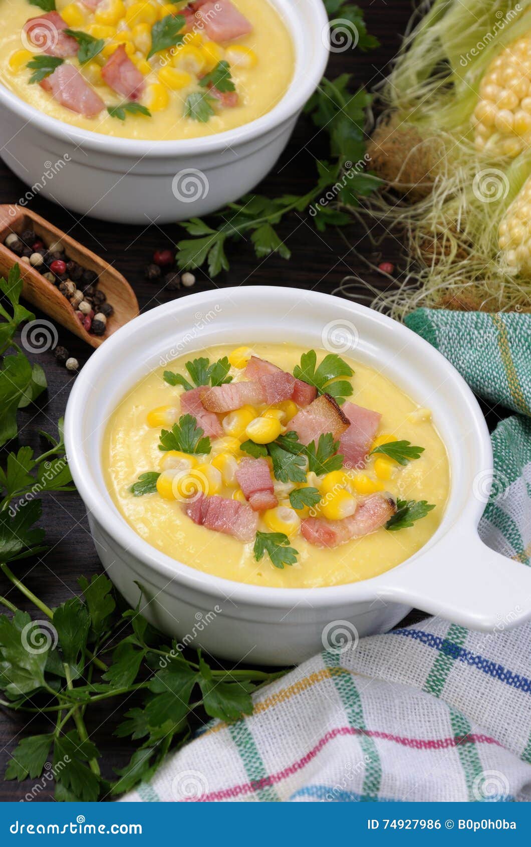 Puree soup with corn stock photo. Image of organic, break - 74927986